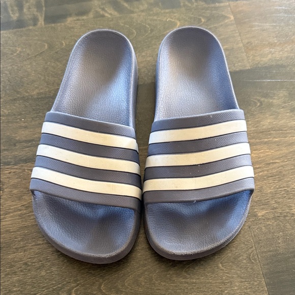 adidas | Shoes | Adidas Blue And White Slides | Poshmark